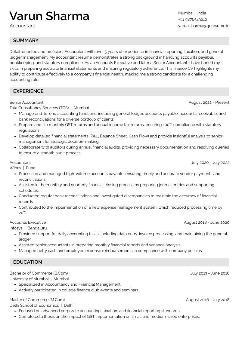 Accountant Resume Builder | Free ATS Resume Maker
