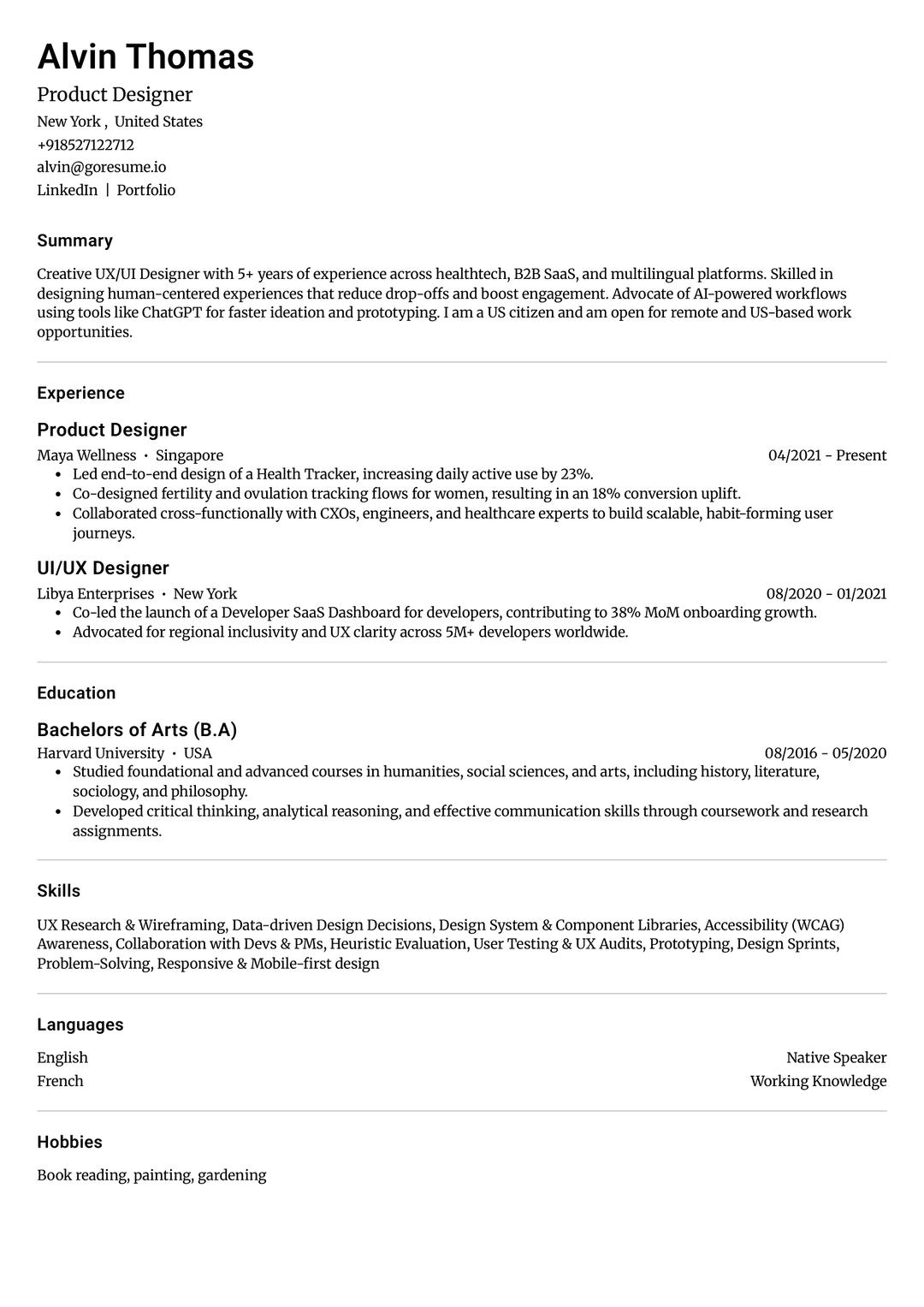 Free AI Resume Builder | Free ATS Resume Generator | GoResume