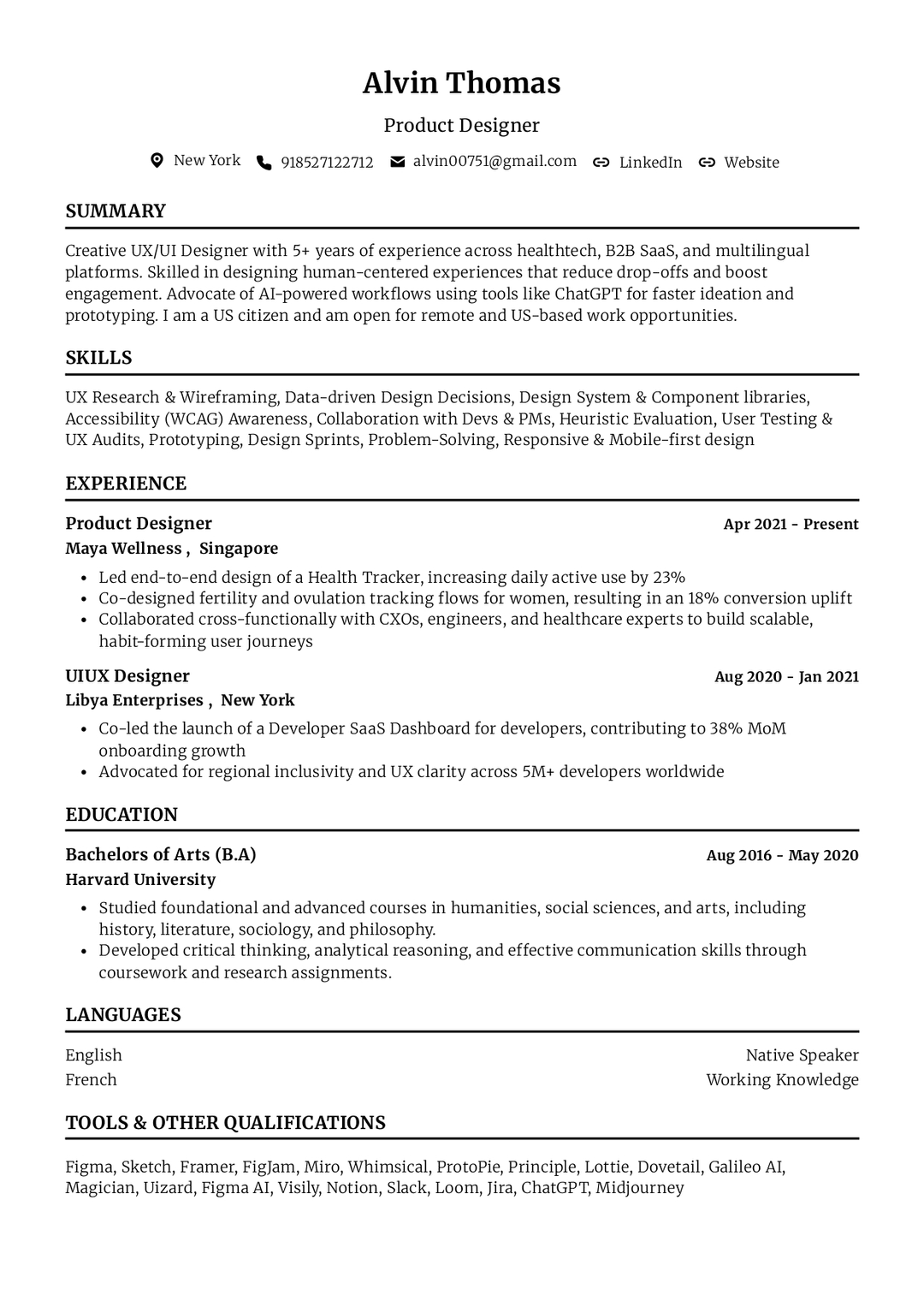 Create a professional resume within 2 minutes.