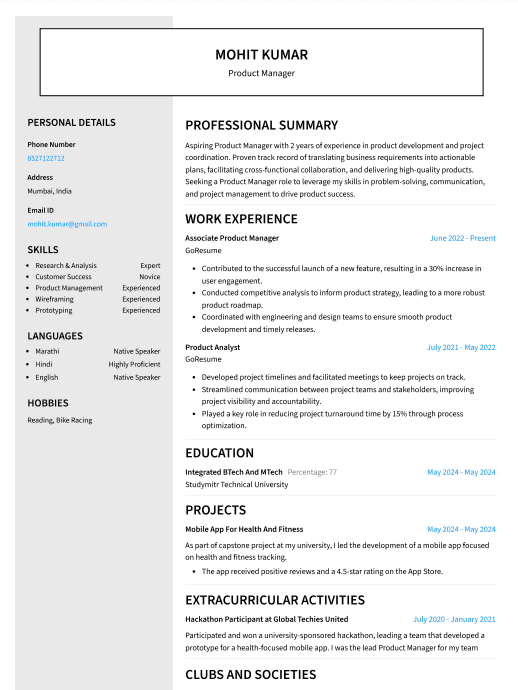 Create a professional resume within 2 minutes.